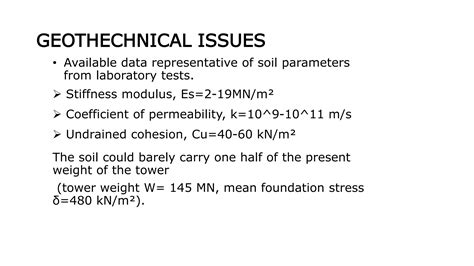The Leaning Tower Of Pisa The Geotechnical Issues And Lessons Pptx