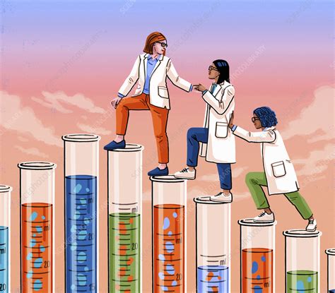 Women Scientists Helping Each Other Illustration Stock Image C061