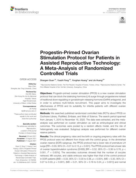 Pdf Progestin Primed Ovarian Stimulation Protocol For Patients In Assisted Reproductive