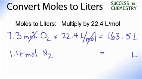 Converting Between Moles And Liters Youtube