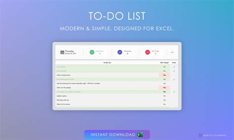 Excel To Do List Template Daily Task Manager Project Etsy