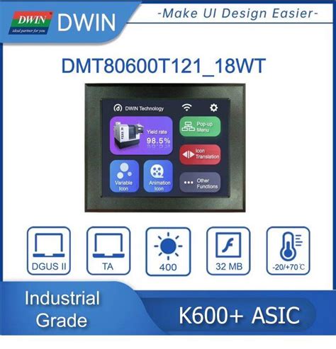 dwin 12 1นิ้ว hmi lcd tft uart อัจฉริยะโมดูลแสดงผล800 600เกรดอุตสาหกรรม