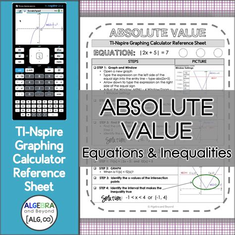 Absolute Value Equations And Inequalities Ti Nspire Calculator Refer Algebra And Beyond