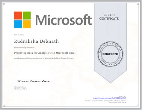 Microsoft Excel Data Analysis Course Completion Pdf