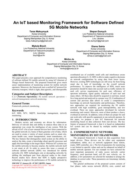 Pdf An Iot Based Monitoring Framework For Software Defined 5g Mobile