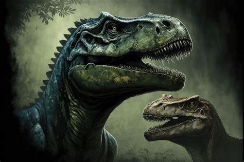 공룡 사변적이고 독특한 캐릭터 풍경 선사 시대 개념 프리미엄 사진