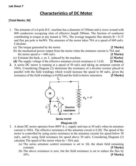 Solved Lab Sheet Characteristics Of DC Motor Total Marks Chegg