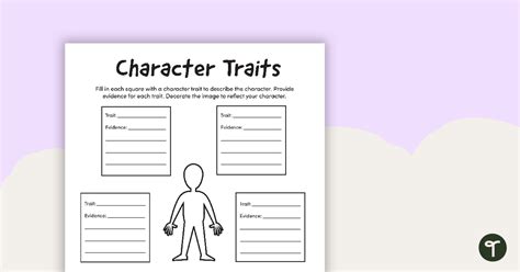 Character Traits Graphic Organizer Teach Starter Worksheets Library