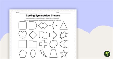 Sorting Symmetrical Shapes Worksheets Teach Starter