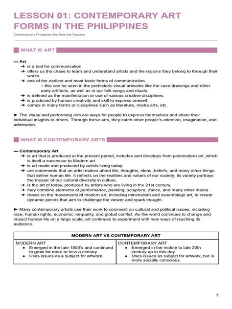Cpar Lesson 01 And 02 Pdf The Arts
