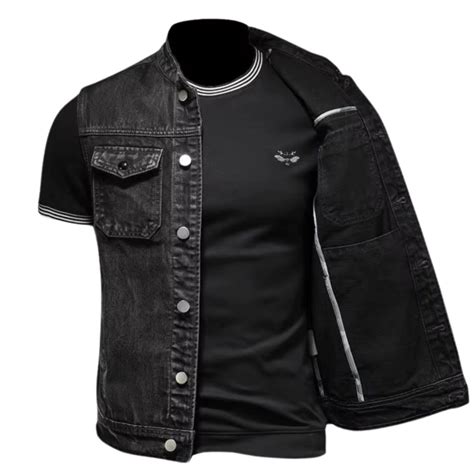 Mens Denim Motorcycle Vest Denim Vest