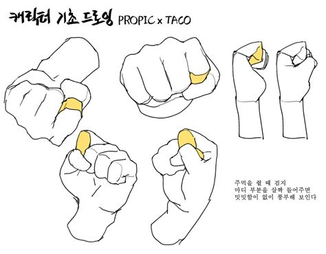 주먹을 쥘 때 검지 마디를 살짝 올려주면 밋밋함이 없어진다 2020 그림 레퍼런스 드로잉 강좌 참고 포즈 그리기