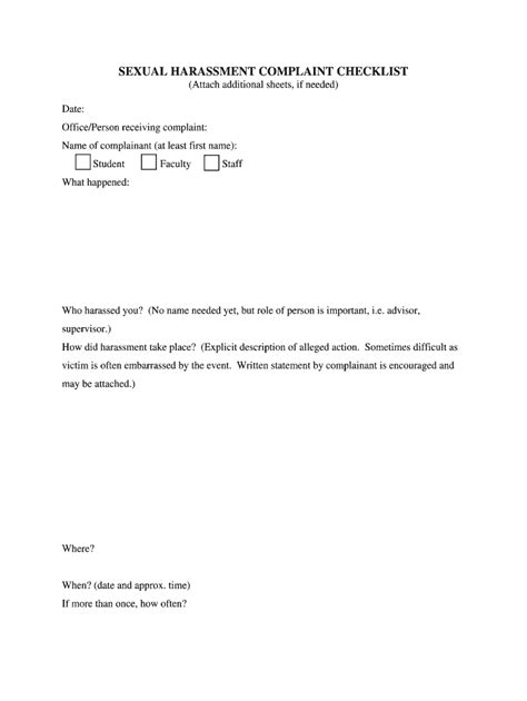 Fillable Online Latech SEXUAL HARASSMENT COMPLAINT CHECKLIST Fax Email Print PdfFiller