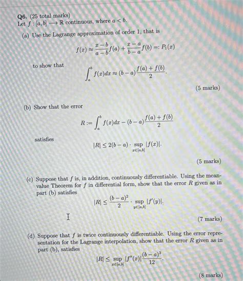 solved q6 25 total marks let f [a b] r continuous where