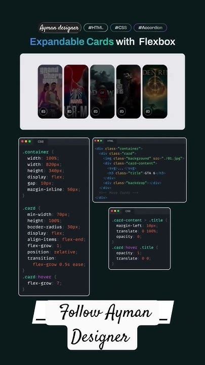 شرح لغة Html Expandable Cards With Flexbox Youtube