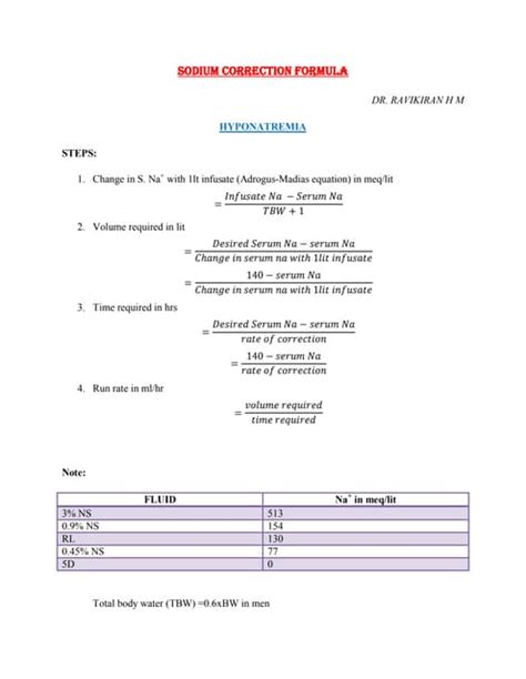 Sodium Correction Formula Pdf
