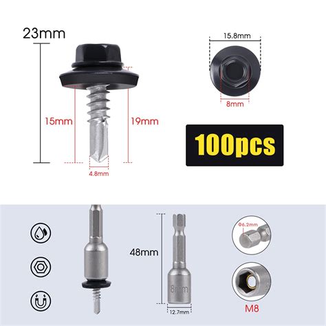 Tornillos Autoperforantes Pintados Con Arandelas Epdm 20 Unidades 48