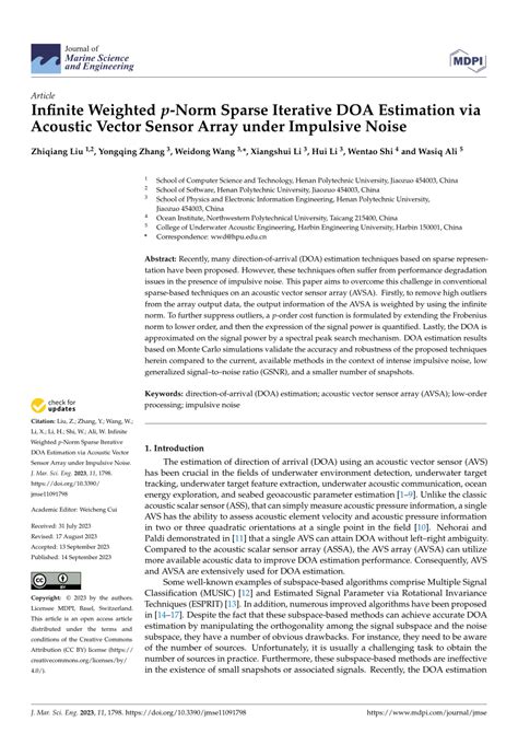 PDF Infinite Weighted P Norm Sparse Iterative DOA Estimation Via
