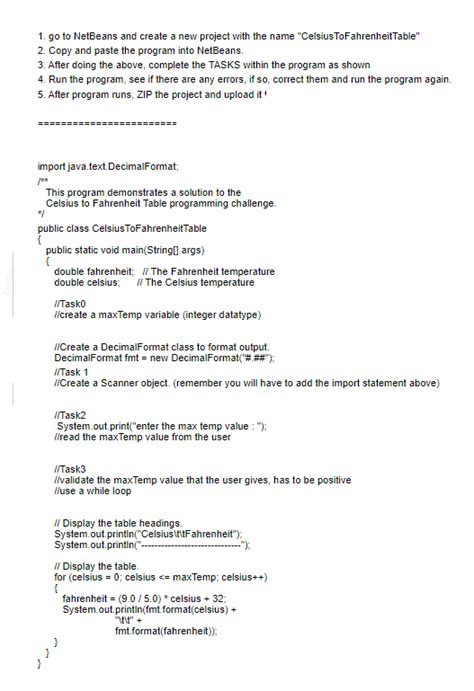 Solved 1 Go To NetBeans And Create A New Project With The Chegg Com