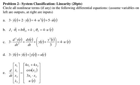 Solved Circle All Nonlinear Terms If Any In The