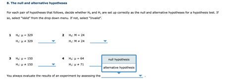Solved 8 The Null And Alternative Hypotheses For Each Pair