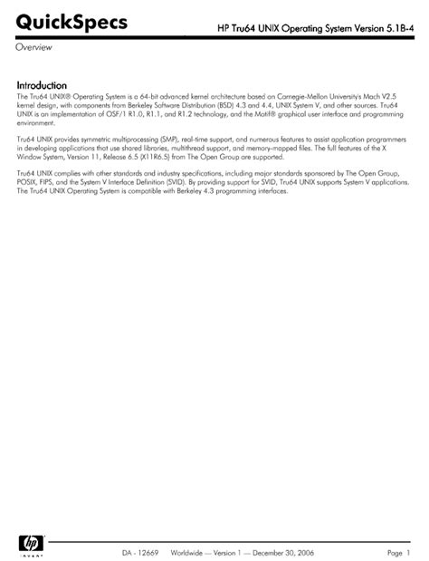 Hp Tru64 Unix Operating System Version 51b 4