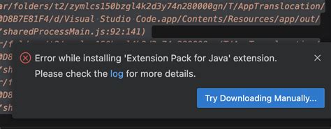 Visual Studio Error While Installing Extension Pack For Java