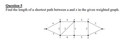 Solved Question Find The Length Of A Shortest Path Between Chegg