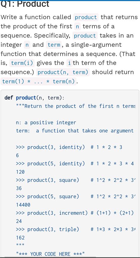 Solved Write A Function Called Product That Returns The Chegg Com