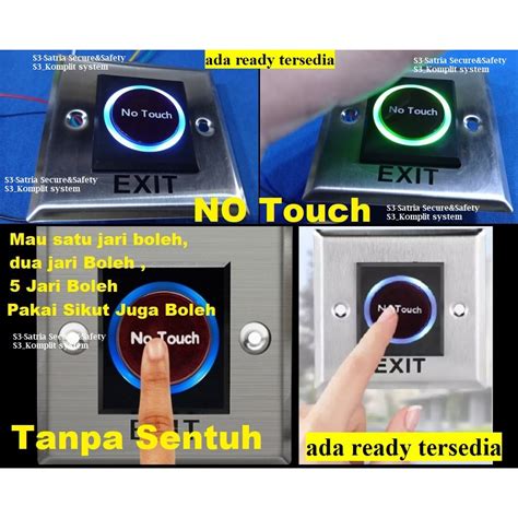 Jual Exit Push Button No Touch Door Access Control Finger Kartu RFID Fingerprint Akses Pintu
