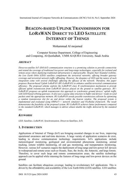 Beacon Based Uplink Transmission For Lorawan Direct To Leo Satellite Internet Of Things Pdf