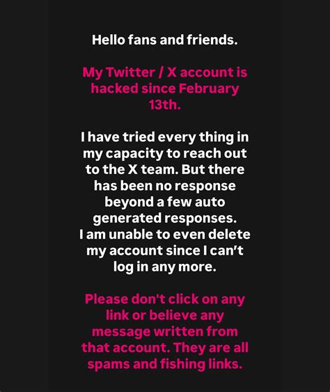 Hello Fans And Friends My Twitter X Account Is Hacked Since February