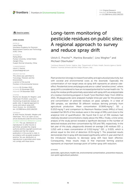 Pdf Long Term Monitoring Of Pesticide Residues On Public Sites A