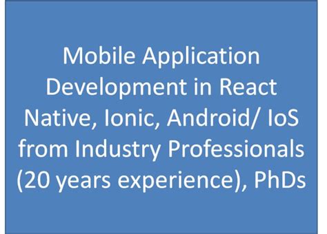 Do Mobile Development In React Native Ionic Android By Drnomanislam