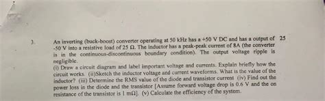 Solved An Inverting Buck Boost Converter Operating At