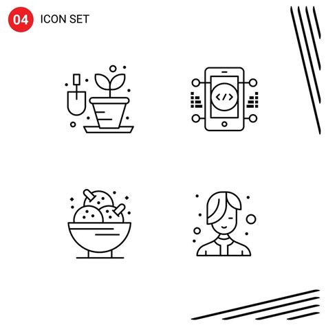 4 Thematic Vector Filledline Flat Colors And Editable Symbols Of