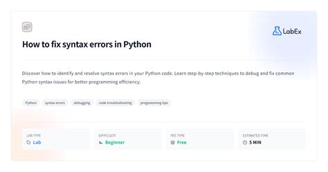 how to fix syntax errors in python labex