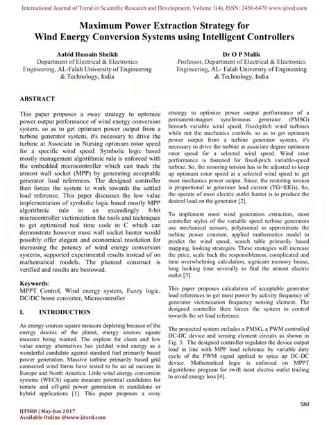 Pdf Maximum Power Extraction Strategy For Wind Energy Conversion