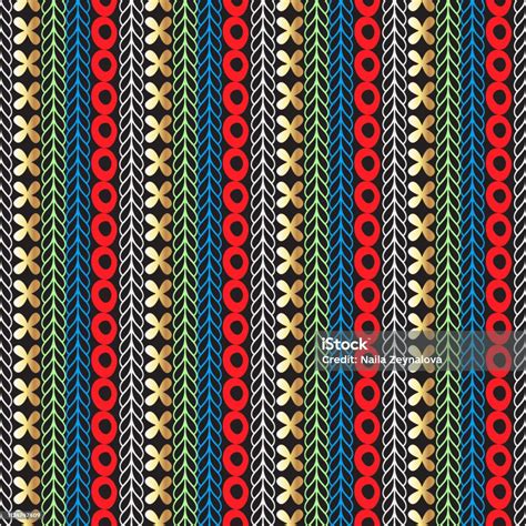 다채로운 원활한 테두리 패턴입니다 벡터 장식 부족 줄무늬 배경입니다 민족 스타일 꼰된 선 모양 서클 꽃 장식 꽃무늬 테두리 배경을 반복 합니다 장식 디자인 0명에 대한 스톡