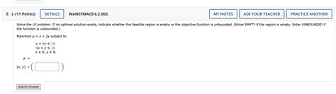 Solved Solve The LP Problem If No Optimal Solution Exists Chegg