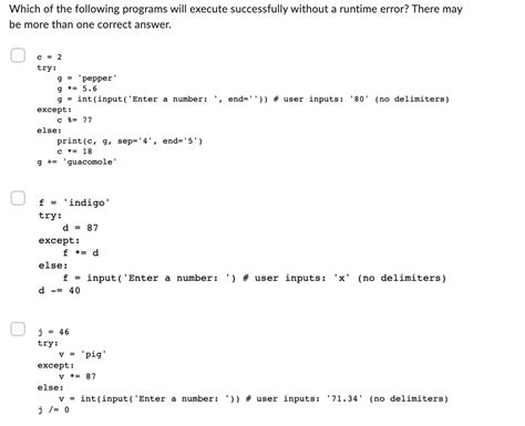 Solved Which Of The Following Programs Will Execute Chegg