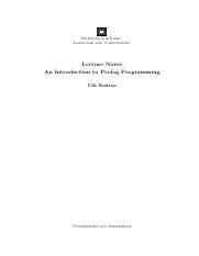 Introduction To Prolog Programming Institute For Logic Language And Computation Lecture Notes