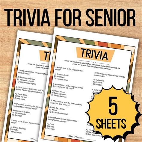 Games for Seniors, Trivia Retirement Games Senior Citizen Trivia Questions for the Elderly ...