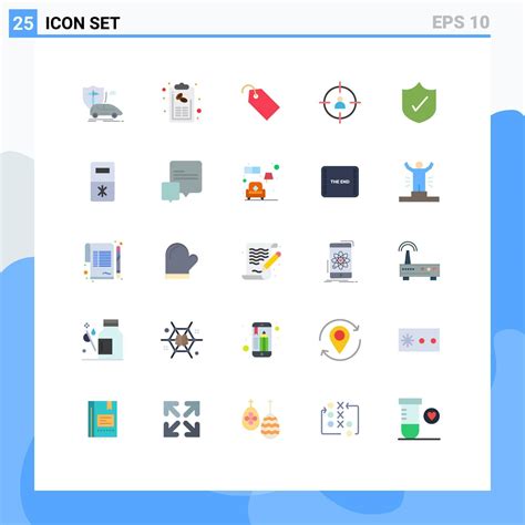 Mobile Interface Flat Color Set Of 25 Pictograms Of Target Human List Business Label Editable