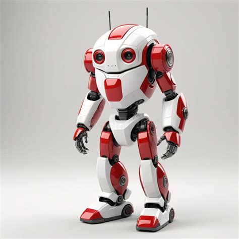 Adorable Red And White Robot Playful Robotics Concept Stock Illustration Illustration Of