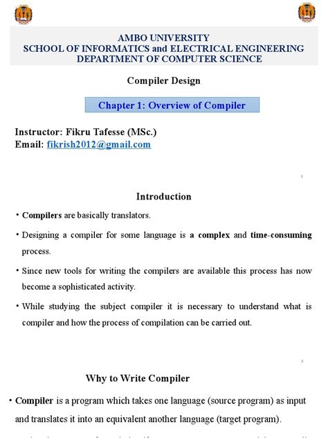Chapter 1 Overview Of Compilation Pdf Compiler Parsing