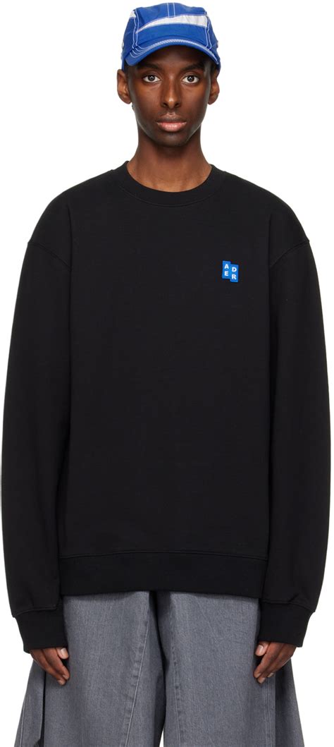 ader error black significant crewneck sweatshirt ssense