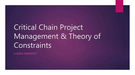 Critical Chain Project Management And Theory Of Constraints Pptx Business Business And Finance