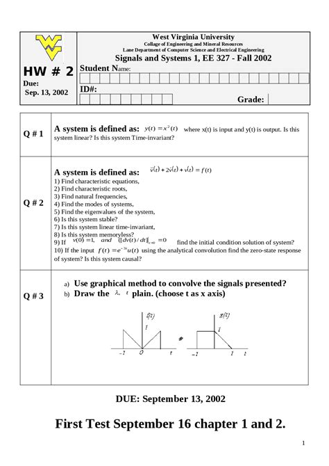 3 solved questions signals and systems i assignment 2 ee 327 docsity