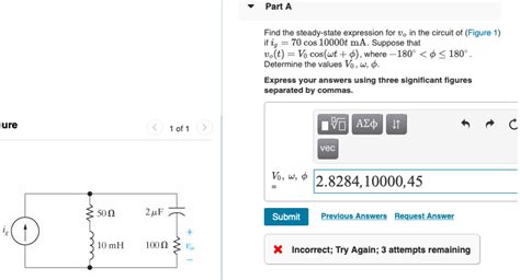 Solved Part A Find The Steady State Expression For V In The